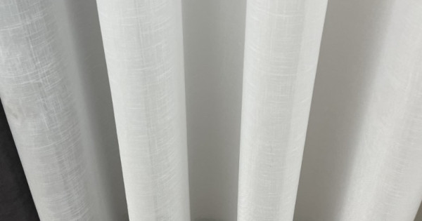 Linnenlook / linnen structuur fijn vitrage wit